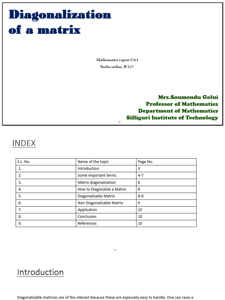 Diagonalization of Matrix - Sneha Sarkar 127-B | PDF | Eigenvalues And ...
