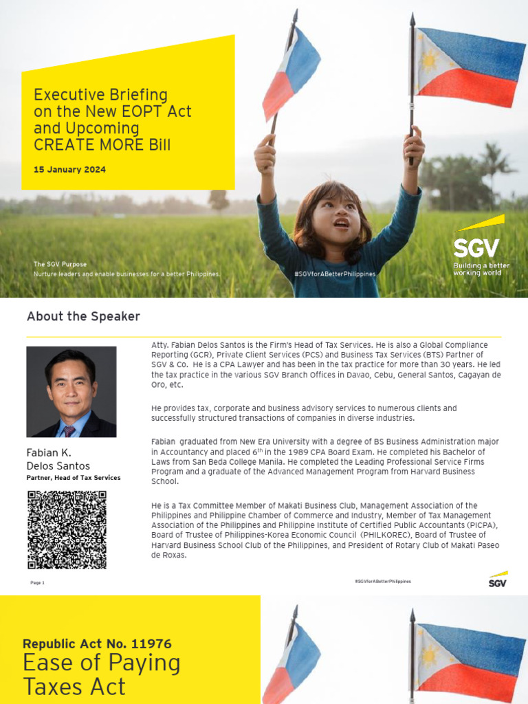 SGV Co. Briefing EOPT Act | PDF | Value Added Tax | Invoice
