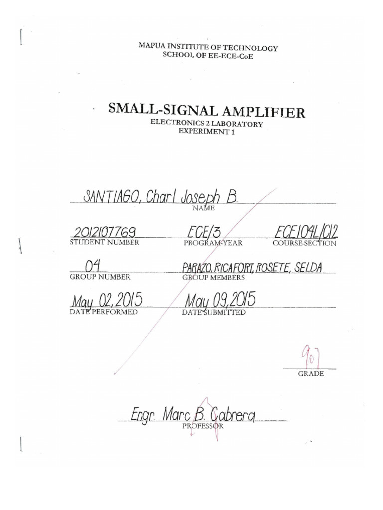 ECE104L - Experiment 201 (Final Report) | PDF