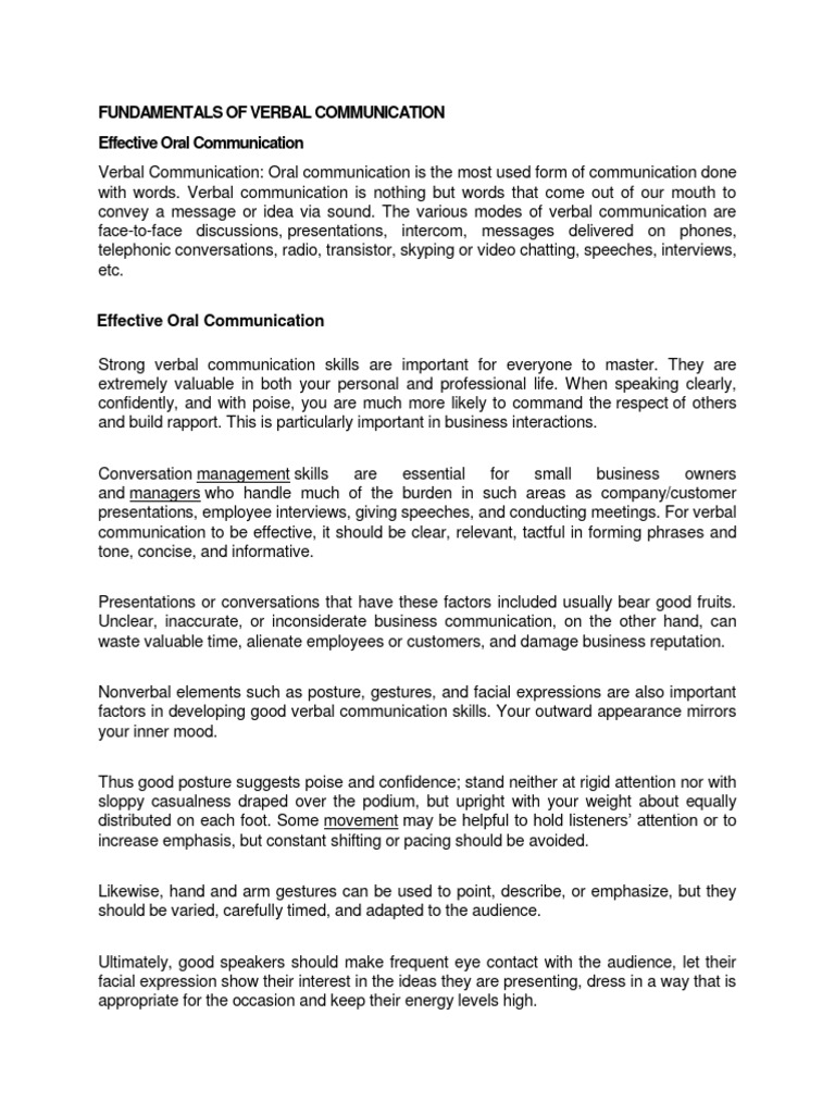 Fundamentals of Verbal Communication | PDF | Communication | Nonverbal ...