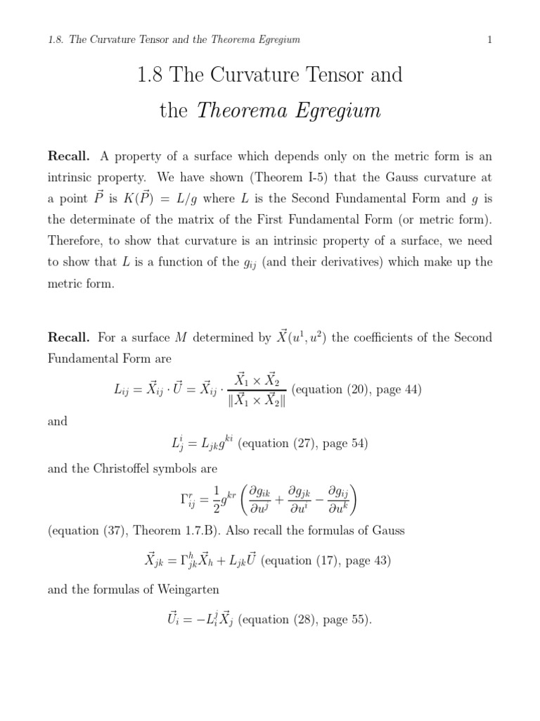 dg1-8 The Curvature Tensor | PDF | Curvature | Metric Geometry