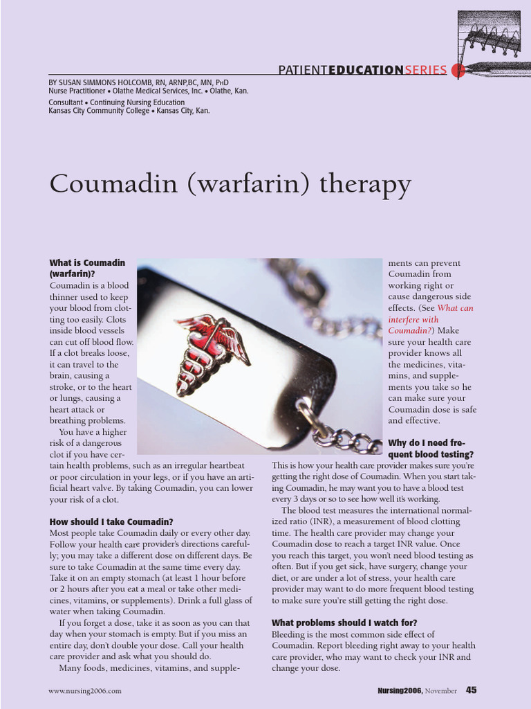 Coumadin (Warfarin) Therapy | PDF | Health Care | Causes Of Death