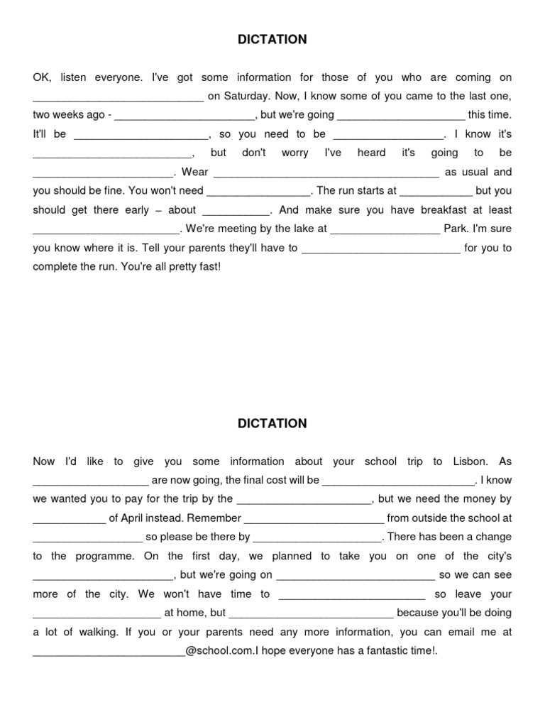 Lesson 22 Dictation | PDF