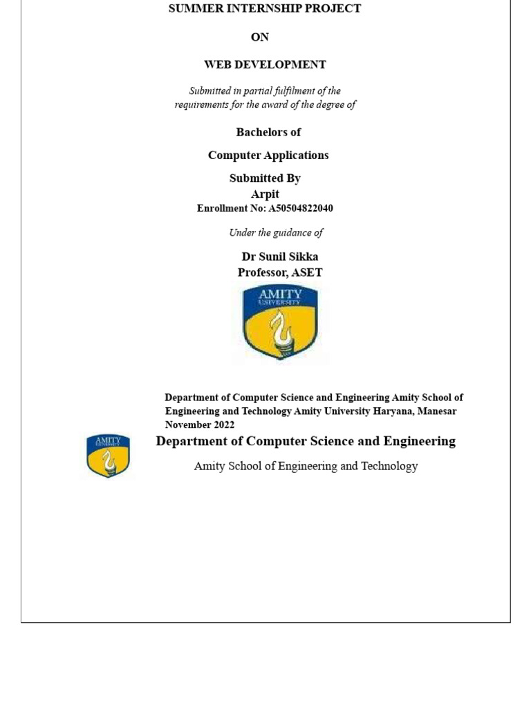 Arpit Internship Final Report | PDF