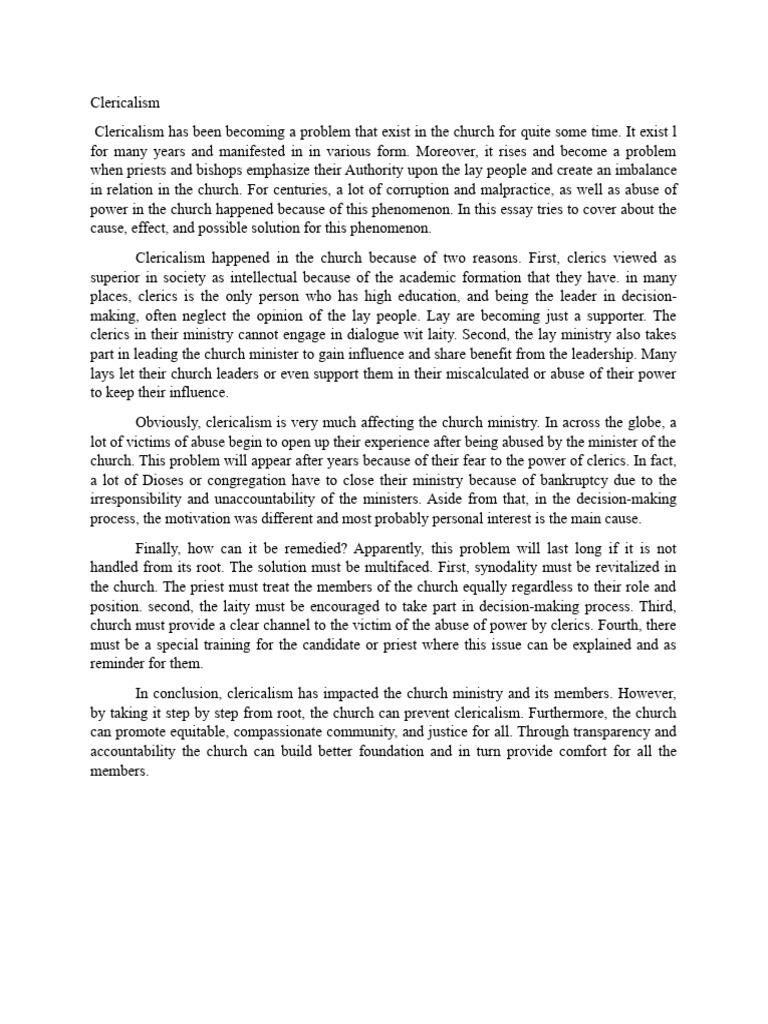 Addressing Clericalism in the Church | PDF | Social Science | Lifestyle
