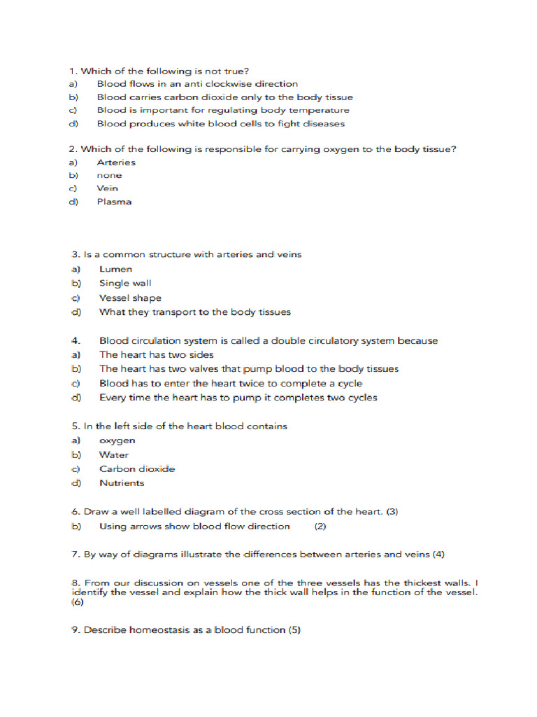 Transport in Humans Test | PDF