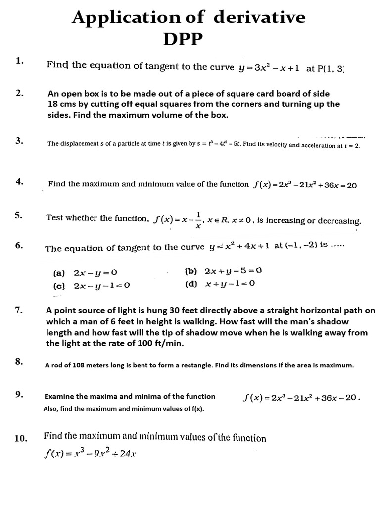 Application of Derivative | PDF