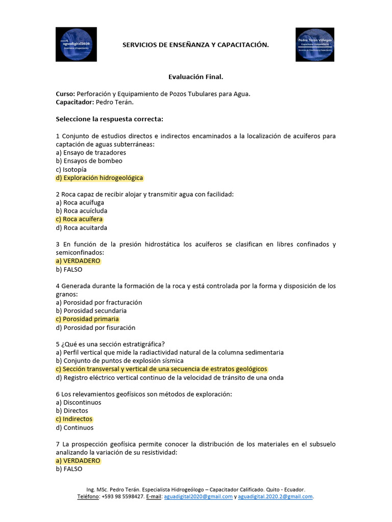 Evaluacion Final C1 | PDF | Agua subterránea | Ciencias de la Tierra