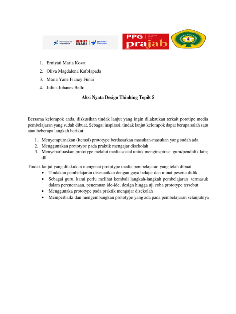 Topik 5 Aksi Nyata Design Thinking - 1 | PDF