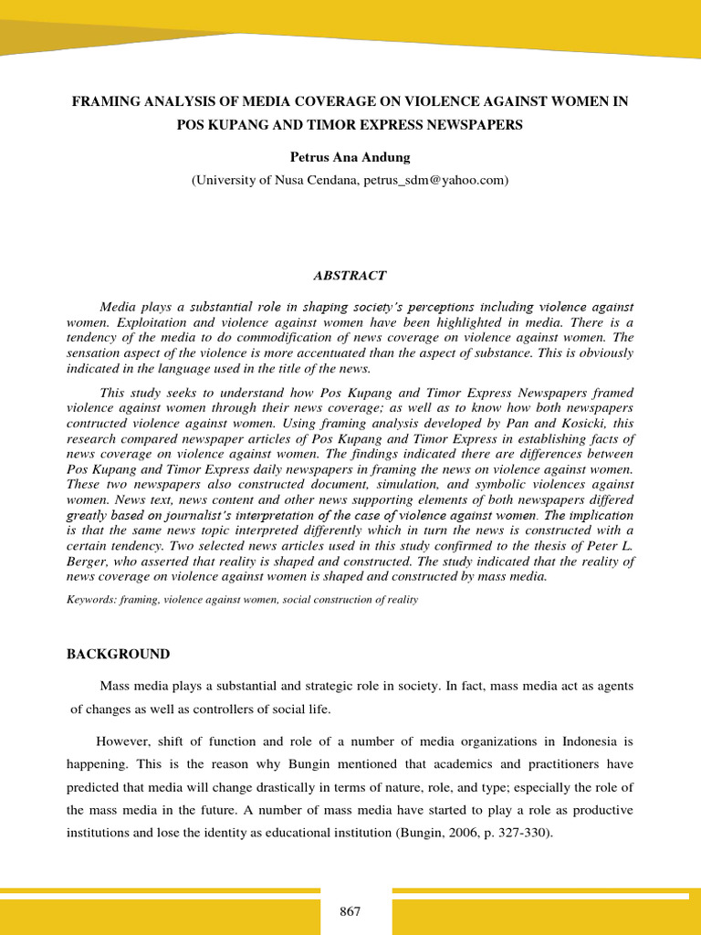 Framing Analysis of Media Coverage | PDF | Reality | Social Constructionism