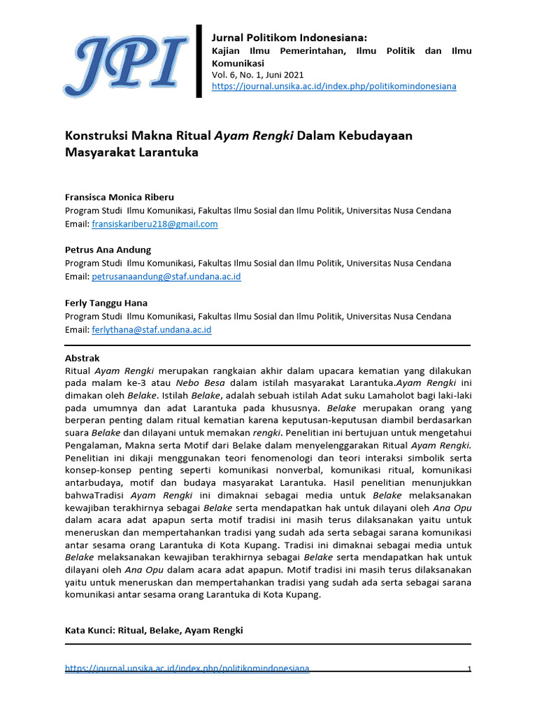 Konstuksi Makna Ayam Rengki | PDF