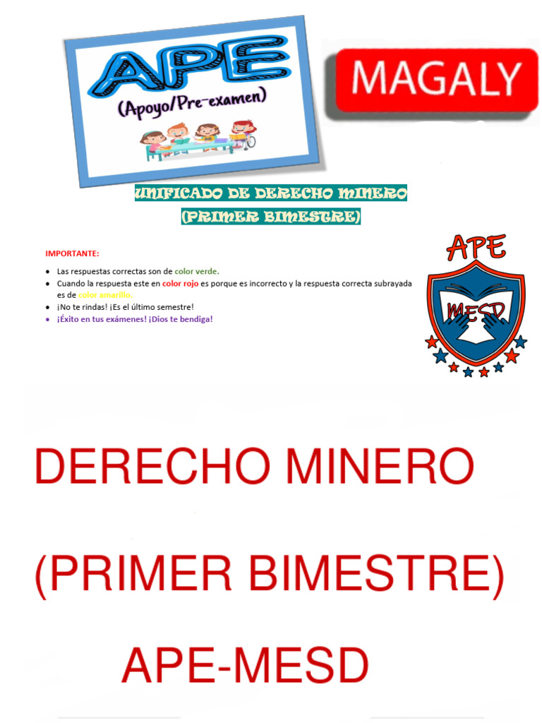 APE de Derecho Minero - Primer Bimestre - Unificado - MESD | PDF ...
