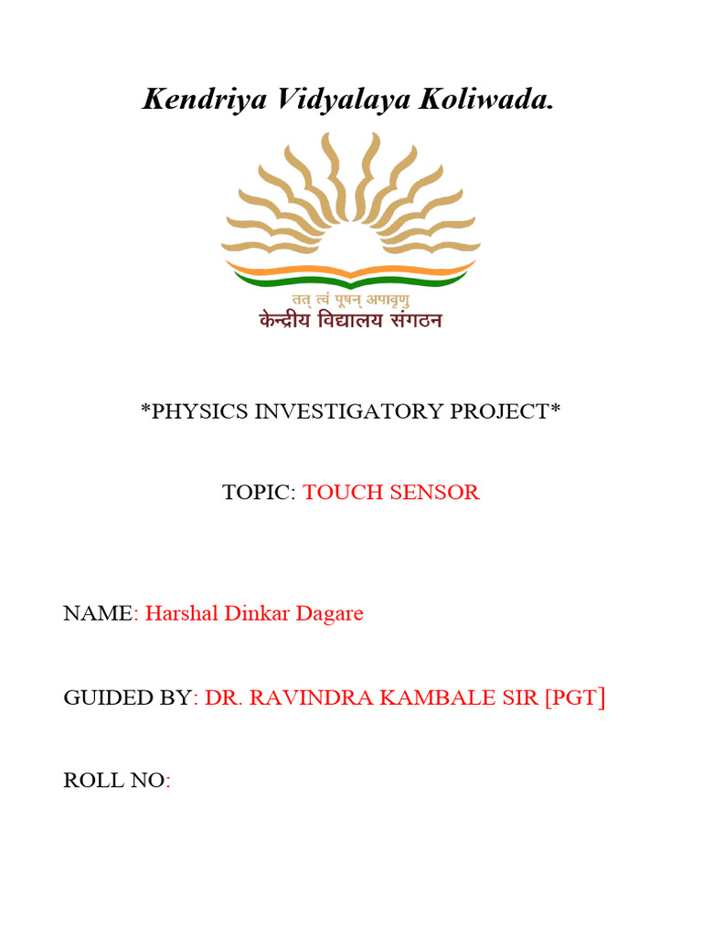 Touch Sensor Project for Class 12 Physics | PDF | Touchscreen | Switch