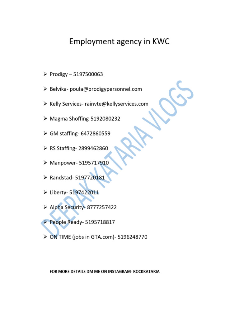 Employment Agencies in KWC | PDF