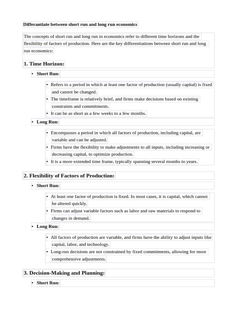 Diff Bet Short-Run and Long-Run | PDF | Long Run And Short Run | Economies