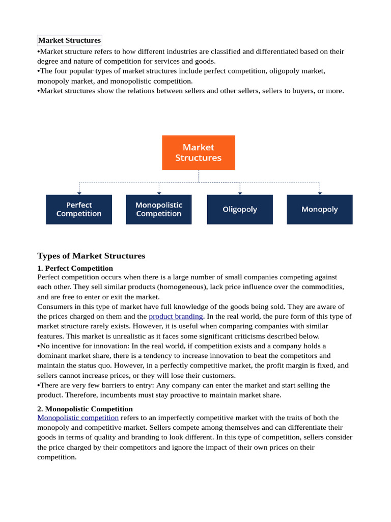 Market Structures | PDF | Monopoly | Perfect Competition