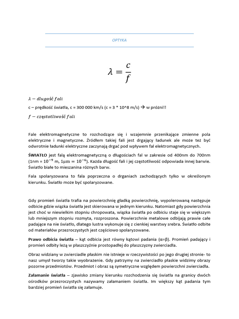 Fizyka Notatka | PDF