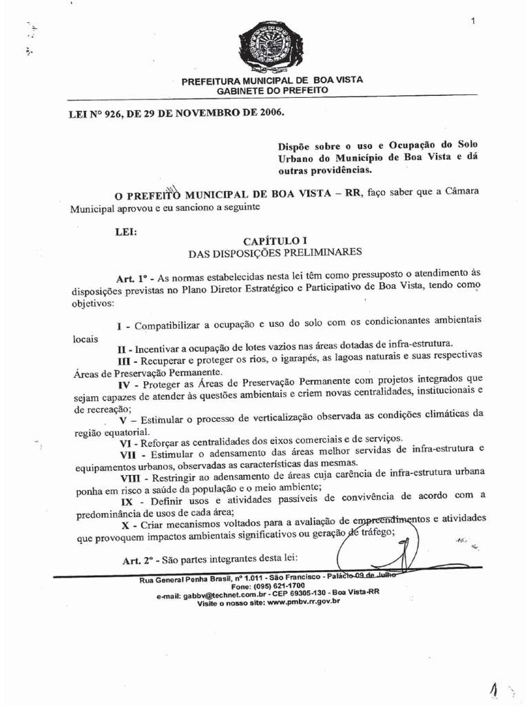 Lei No 926 de 29 de Novembro de 2006 | PDF