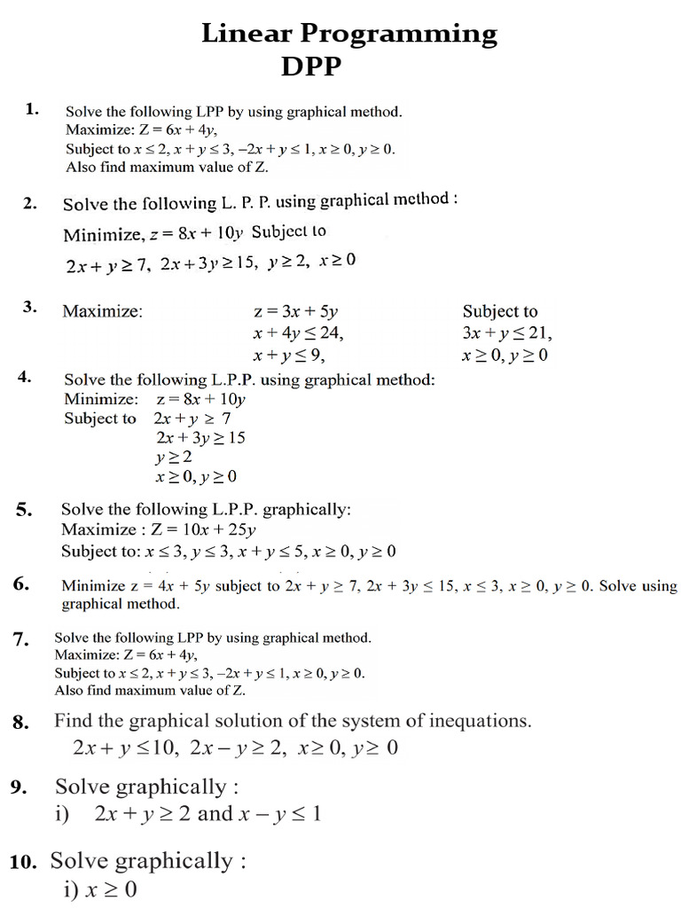Linear Programming Dpp Pdf