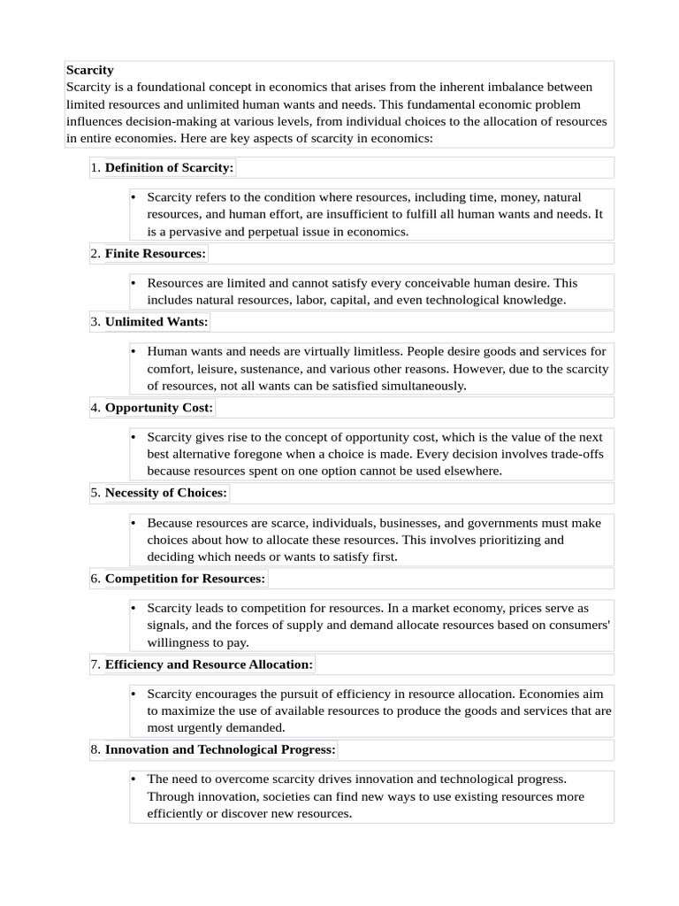 Understanding Economic Scarcity | PDF | Economics | Resource