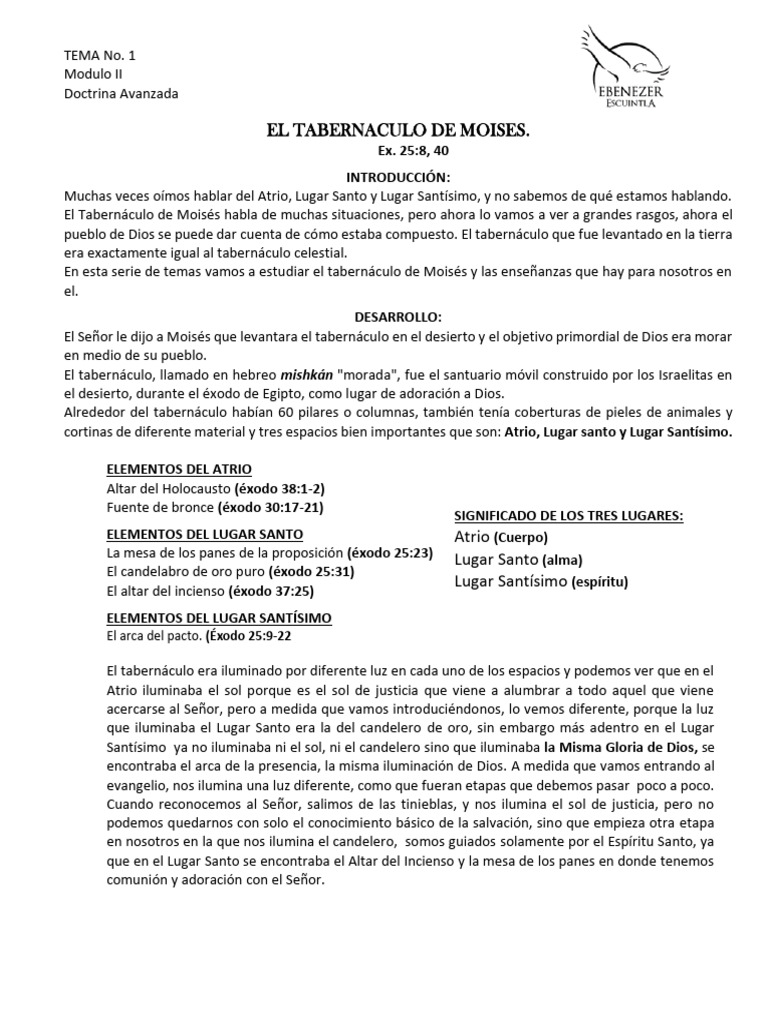 El Tabernáculo de Moisés | Descargar gratis PDF | Libro del éxodo | Santo de los santos