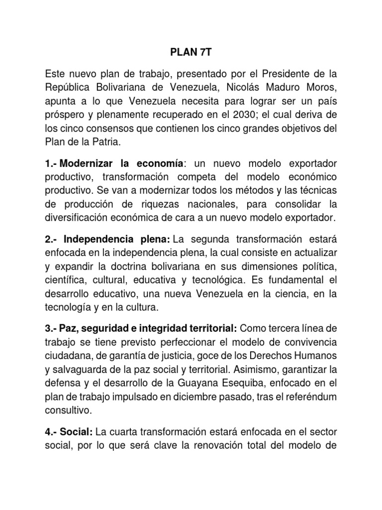Plan 7T (19ene24) | PDF | Venezuela