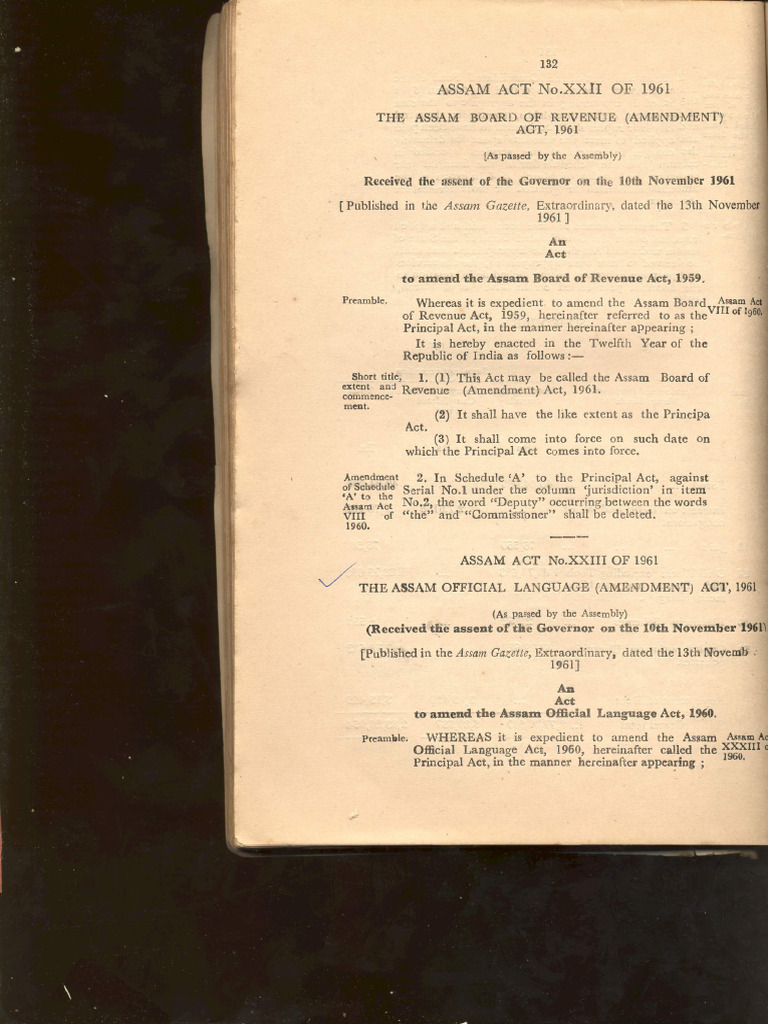 The Assam Official Language (Amendment) Act, 1961. | PDF