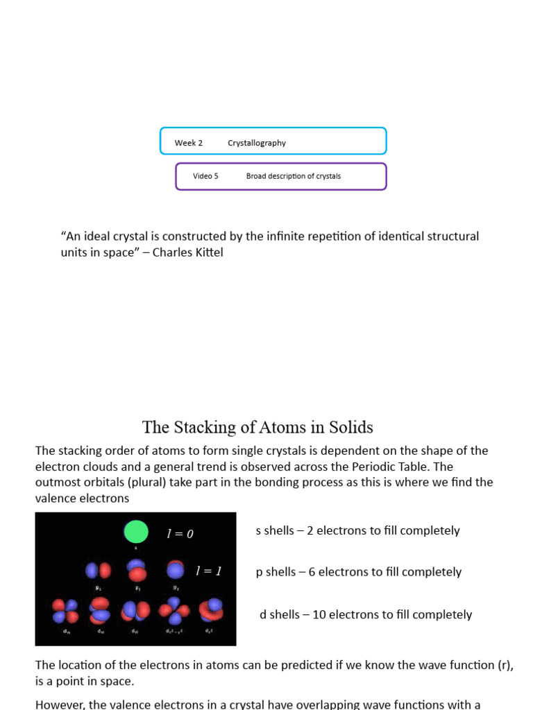 Solid State Broad Description | PDF | Crystal Structure | Chemical Bond