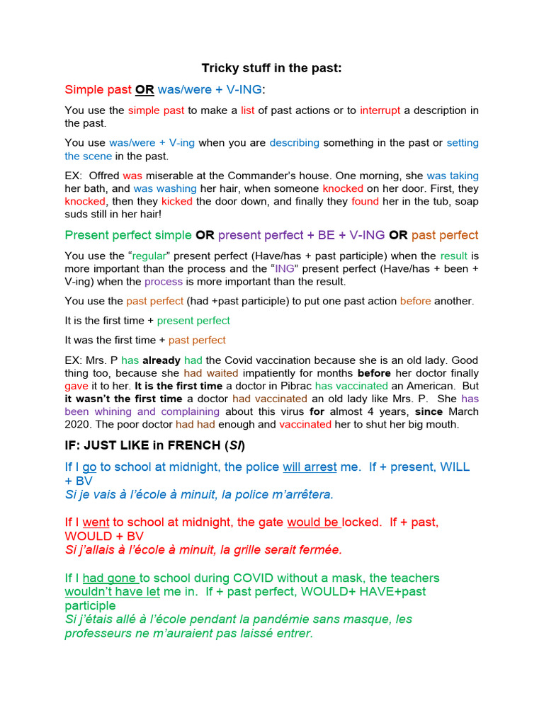 Tricky Past Stuff Lesson LLCE 2024 | PDF | Language Mechanics | Grammar