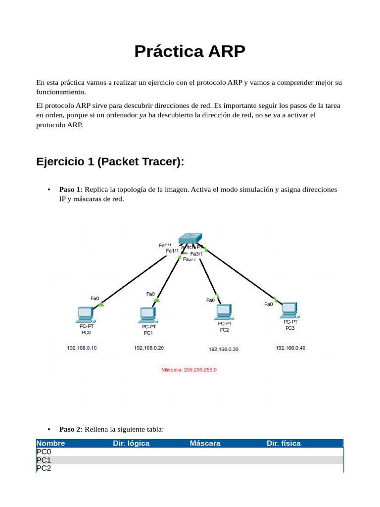 Práctica ARP | PDF | Telecomunicaciones | Ingeniería Informática