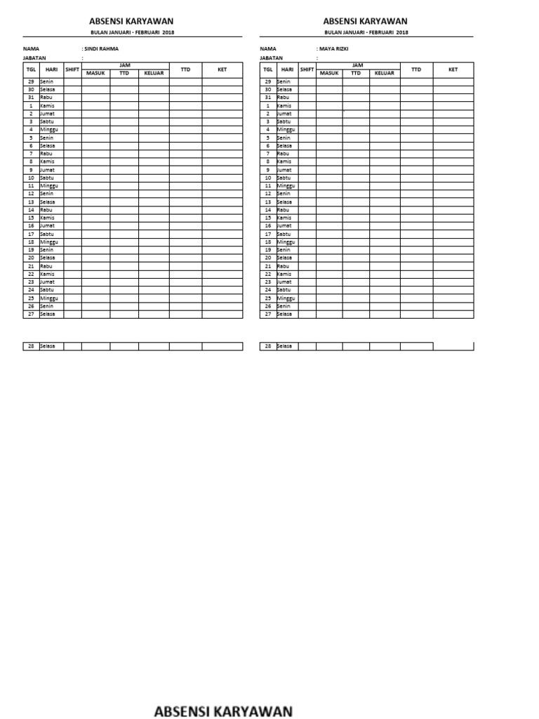 Form Absen Manual | PDF