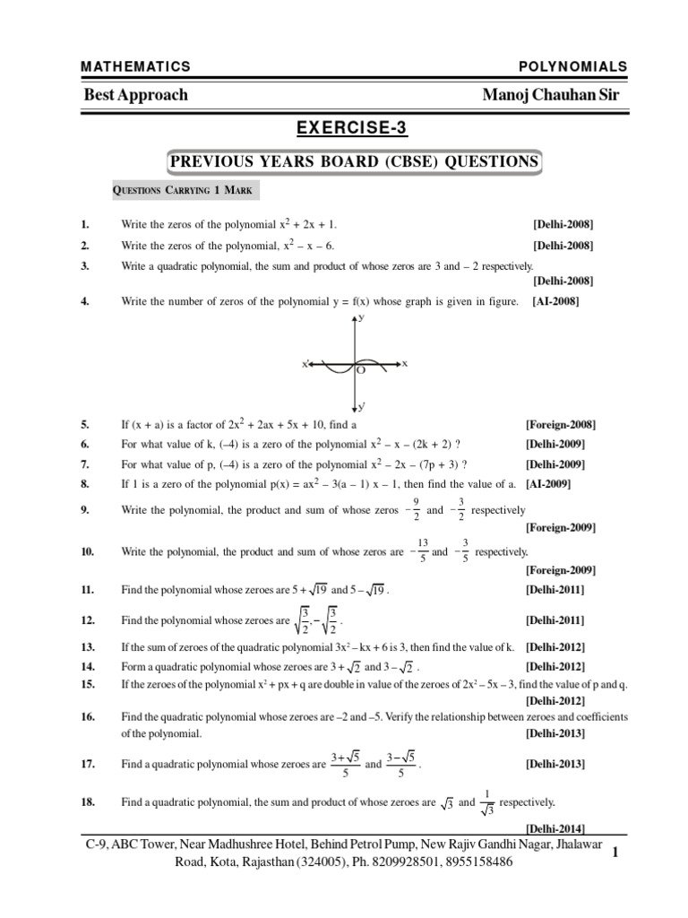 Polynomial 3 Class 10 | PDF | Polynomial | Zero Of A Function