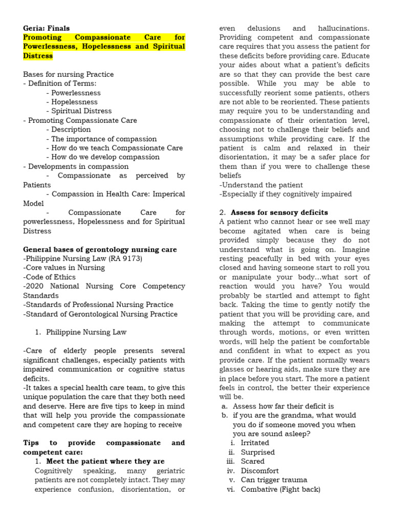 Geria Finals | PDF | Palliative Care | End Of Life Care