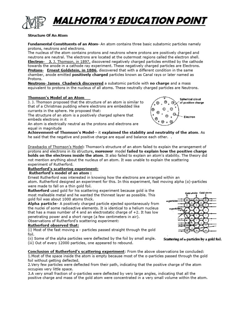 Structure of An Atom | PDF | Atoms | Atomic Nucleus