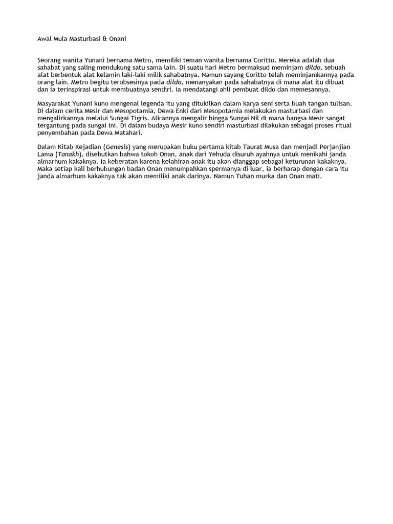 Awal Mula Masturbasi & Onani | PDF | Dewasa Muda