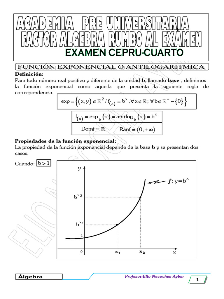 Propiedades y Ejercicios de Funciones Exponenciales | PDF | Función ...