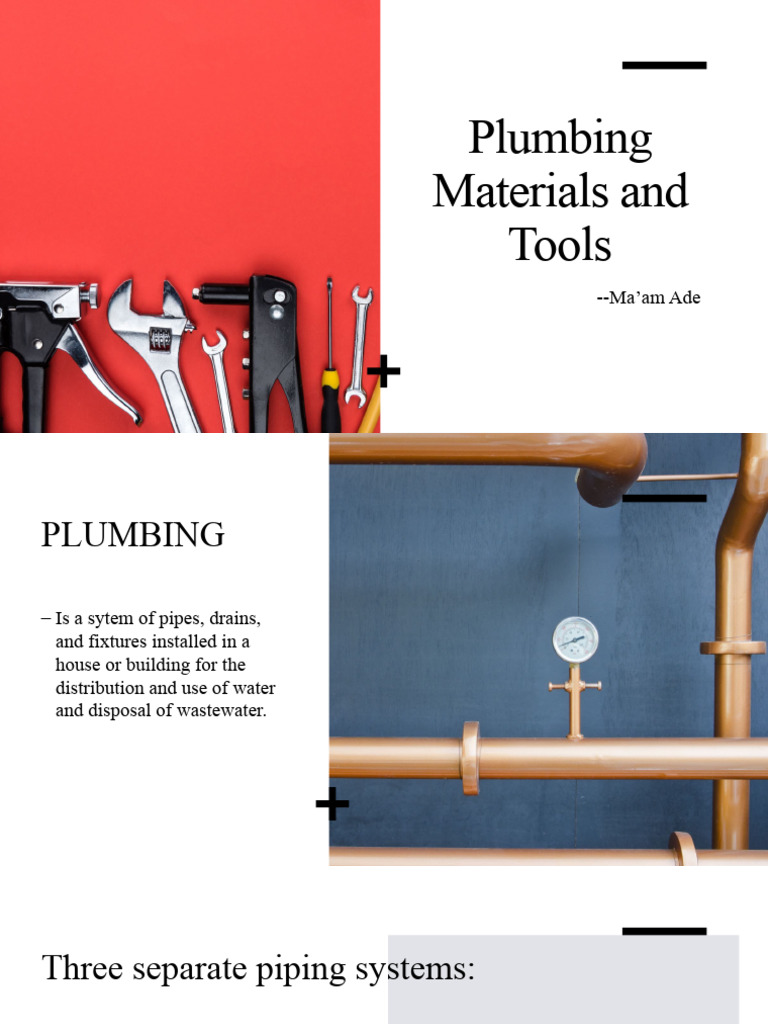 Essential Plumbing Tools and Materials | PDF | Plumbing | Pipe (Fluid ...