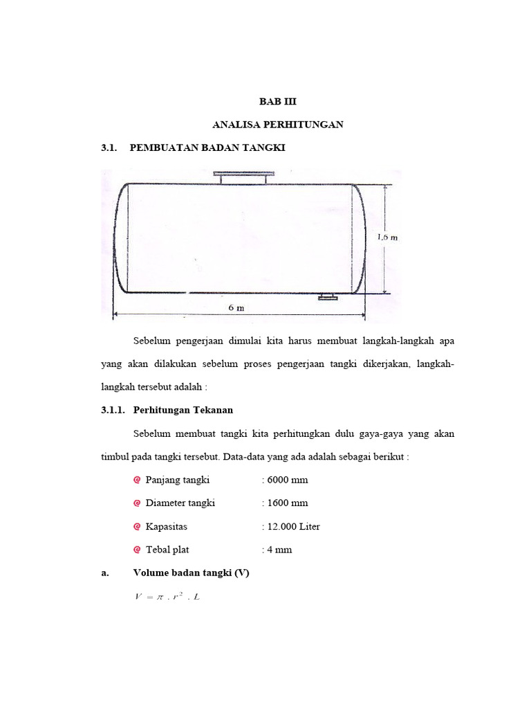 Analisa Perhitungan Tanki | PDF