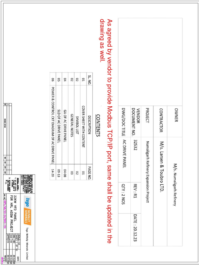 22KW VFD Panel Drawing | PDF | Computer Engineering | Electronics