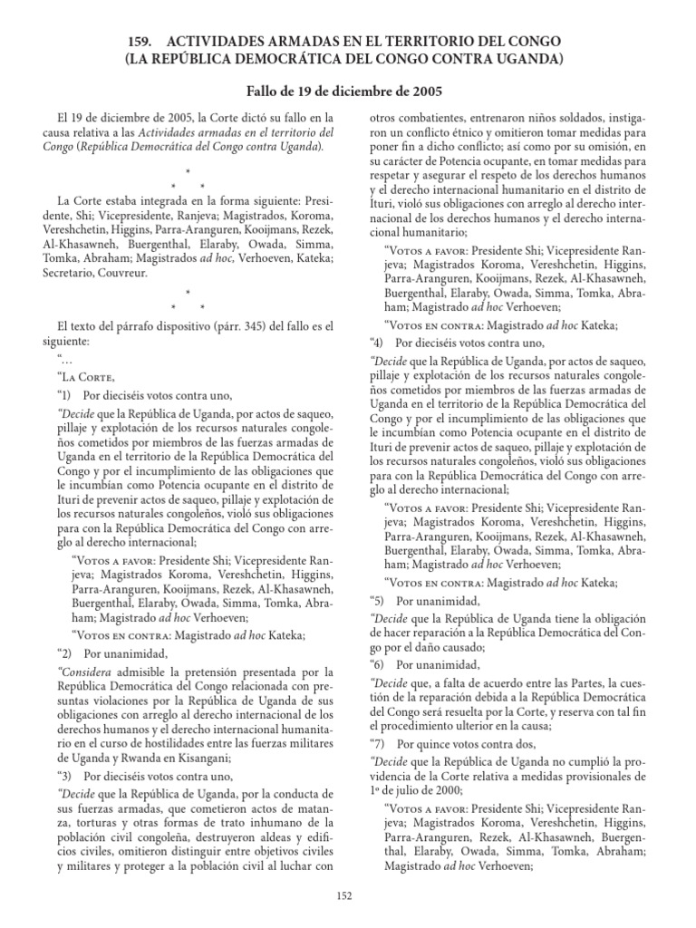 Caso Actividades Armadas Congo C Uganda | PDF | República Democrática del Congo | Democracia