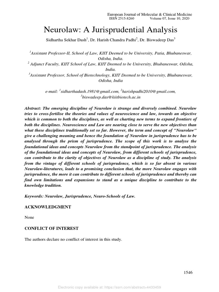 Understanding Neurolaw in Jurisprudence | PDF | Neuroscience | Mens Rea