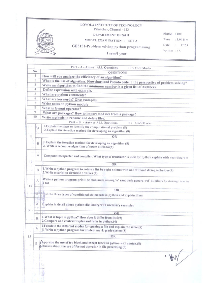 GE3151 Problem Solving and Python Programming | PDF
