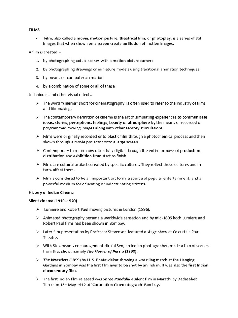 FS Notes 2022 | Download Free PDF | Cinema Of India