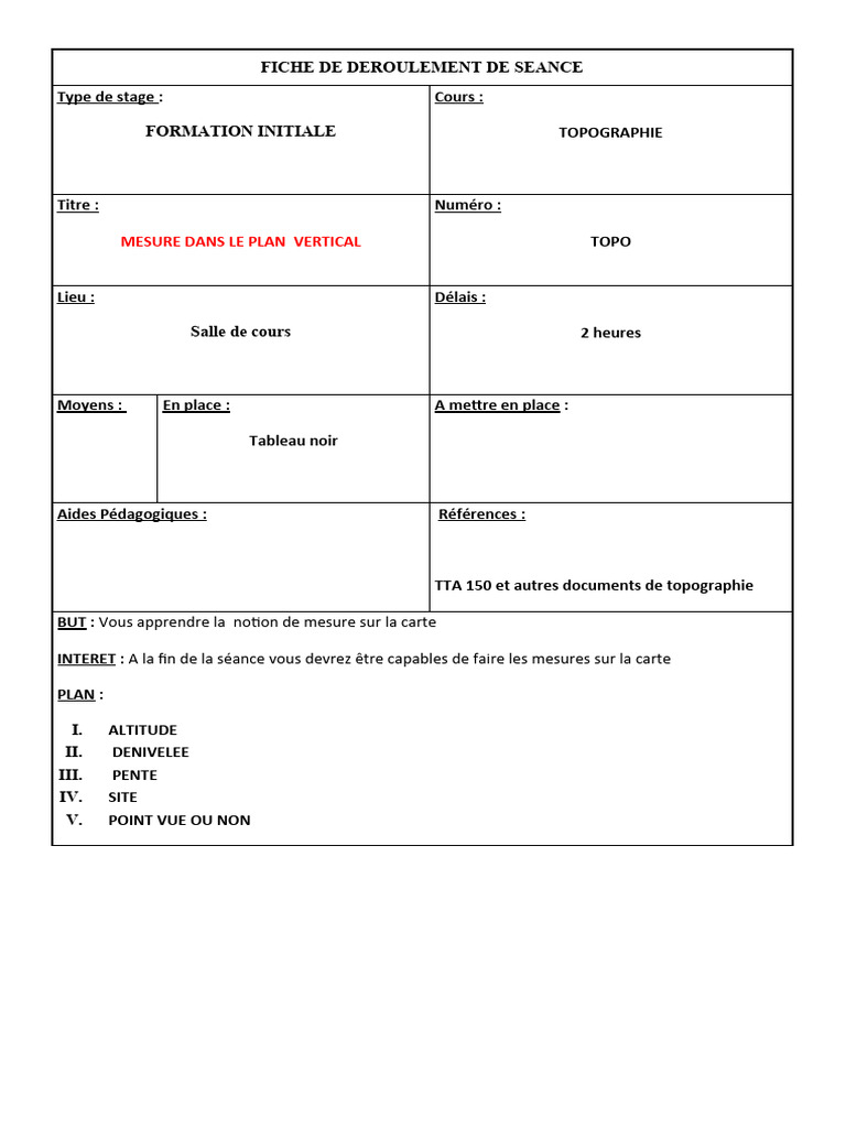 Mesure dans le Plan Vertical | PDF | Altitude | Topographie