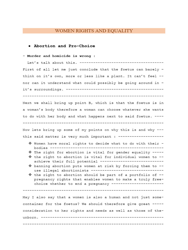 Women Rights and Equality | PDF | Women's Health | Medical Specialties