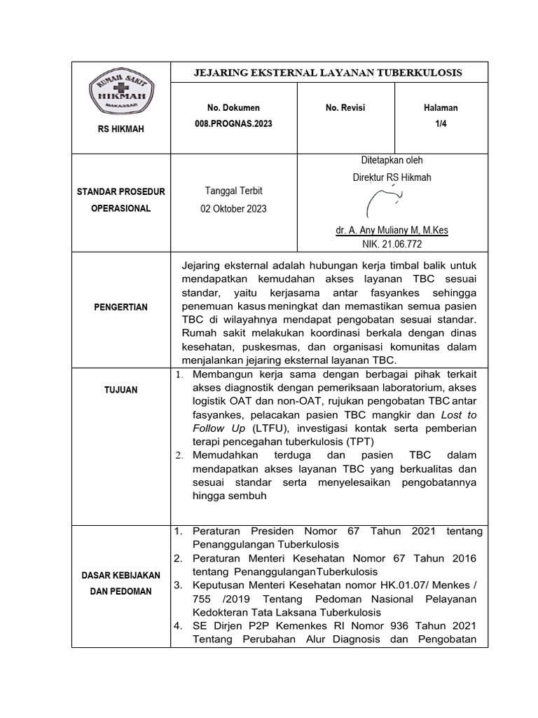 Spo Jejaring Eksternal Layanan Tuberkulosis | PDF