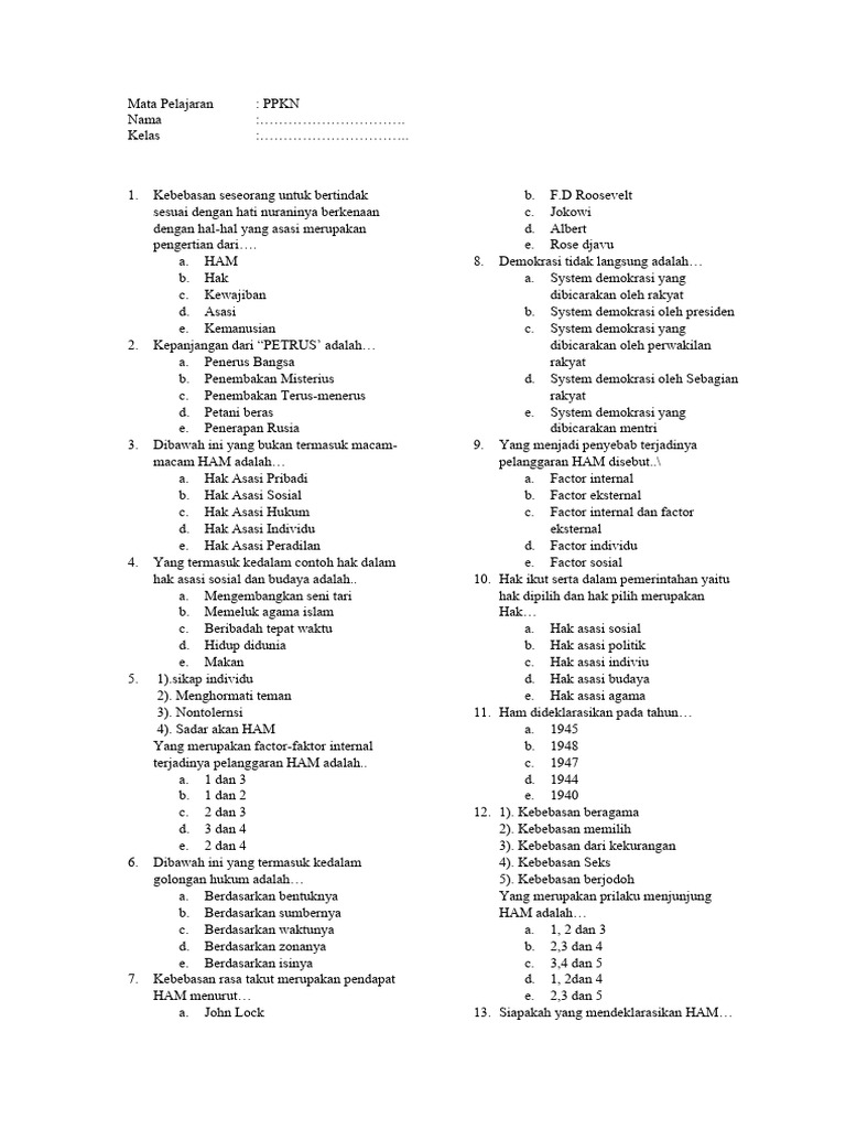 Soal PPKN Kelas 10 Dan 11 | PDF | Ilmu Sosial