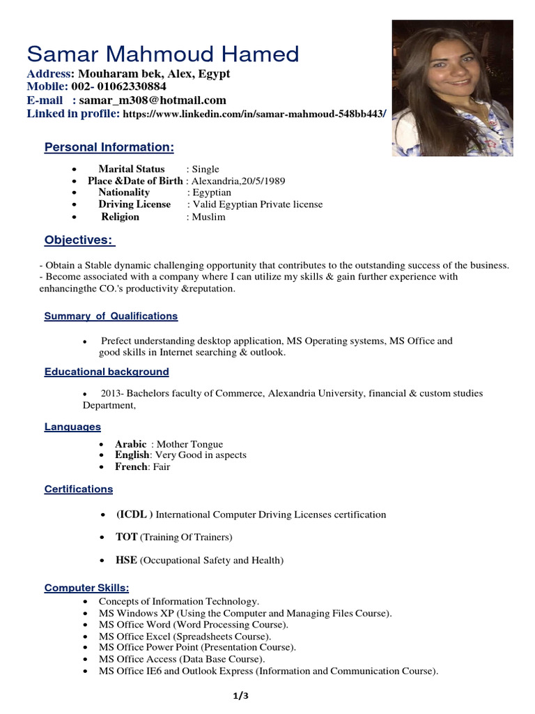 Samar Mahmoud Hamed (1) VVV | PDF | Human Resources | Employment