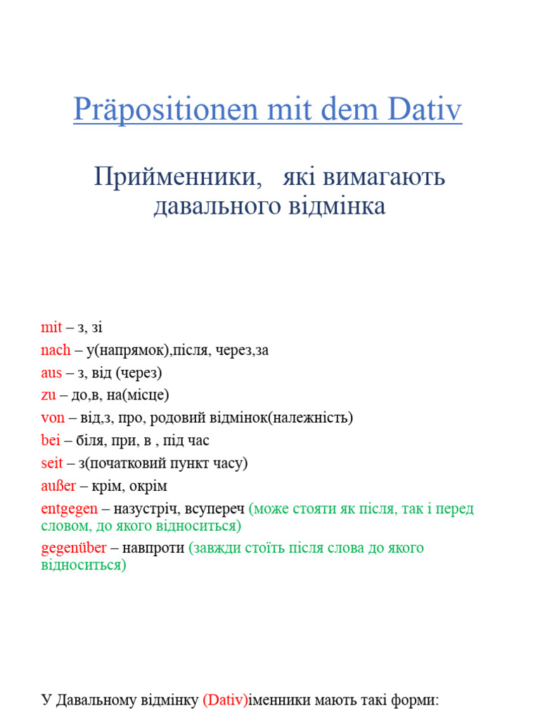 Präpositionen Mit Dativ | PDF